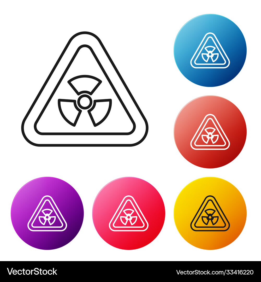Black line triangle sign with radiation symbol Vector Image