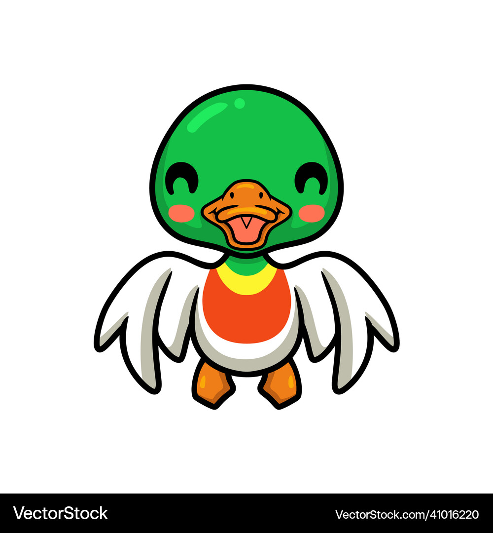 Cute little duck cartoon posing Royalty Free Vector Image