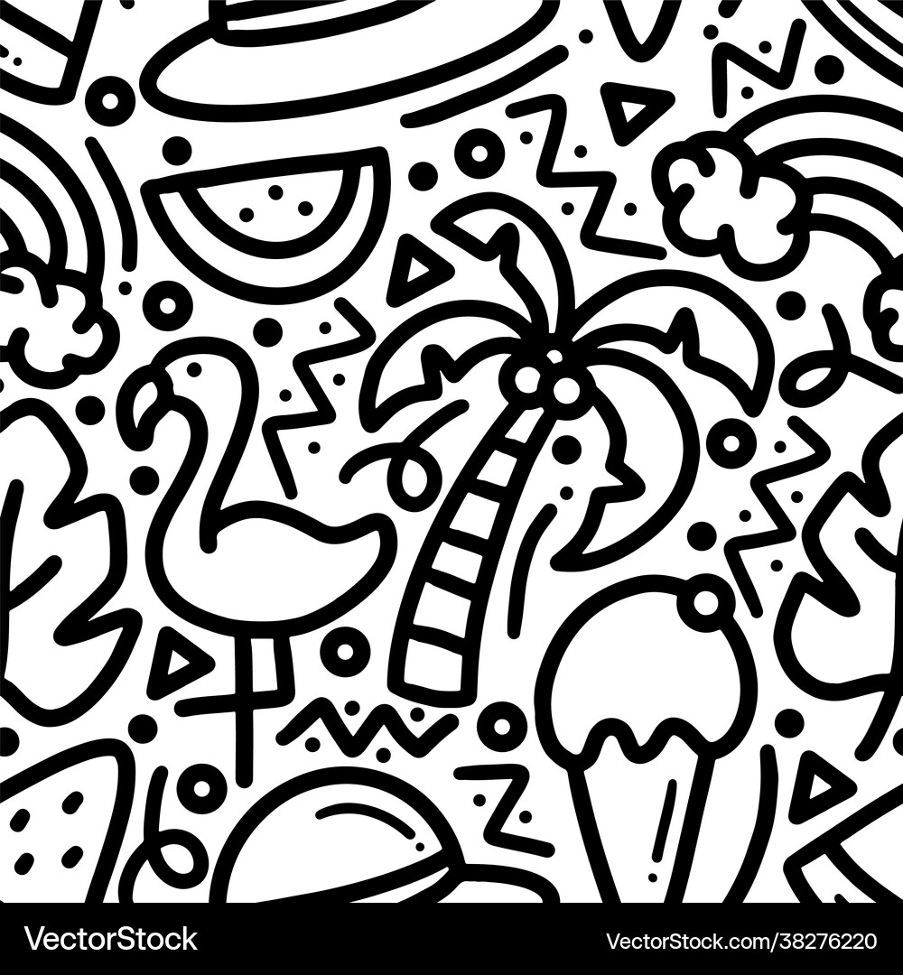 Doodle set summer holiday on beach Royalty Free Vector Image