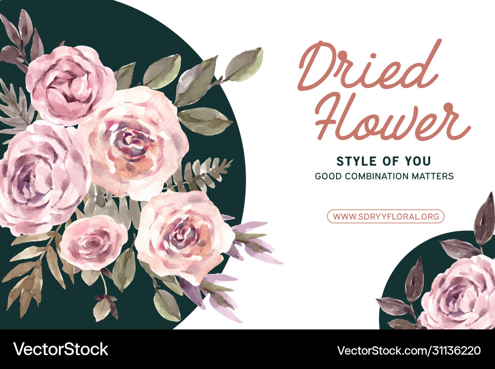 Dried floral frame design with rose leaves Vector Image