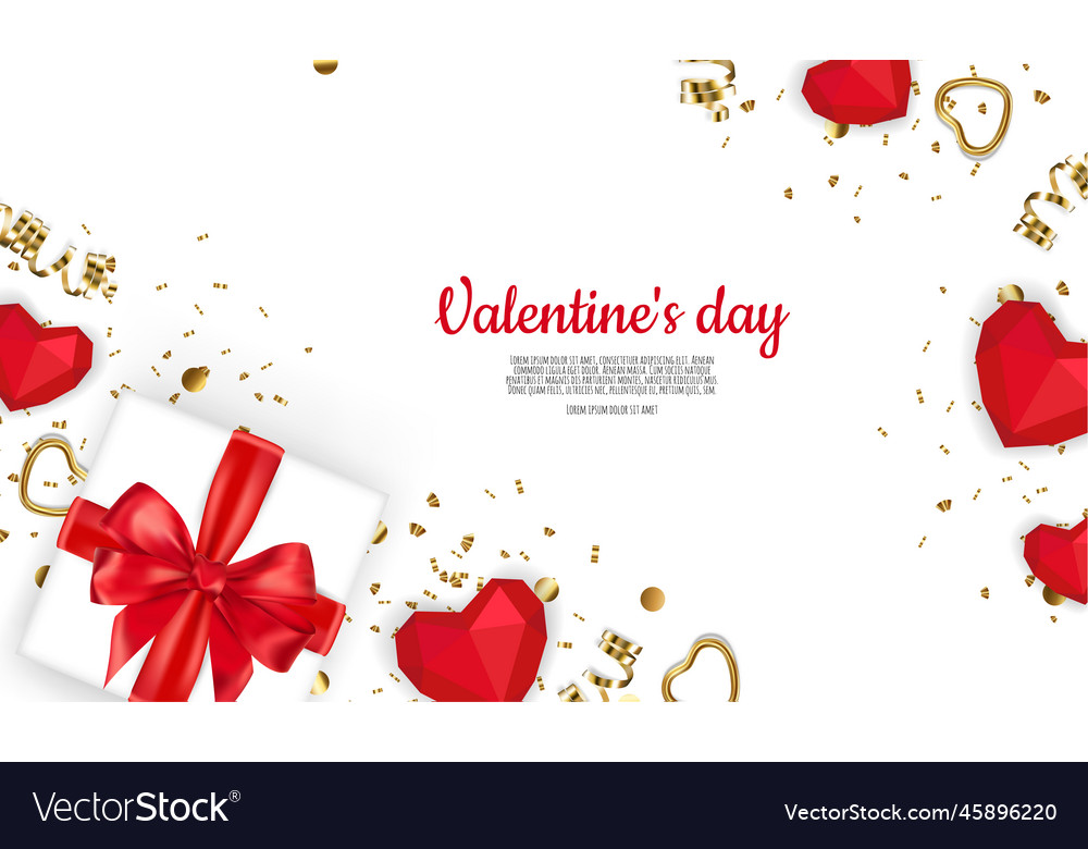 Happy valentines day realistic 3d design Vector Image