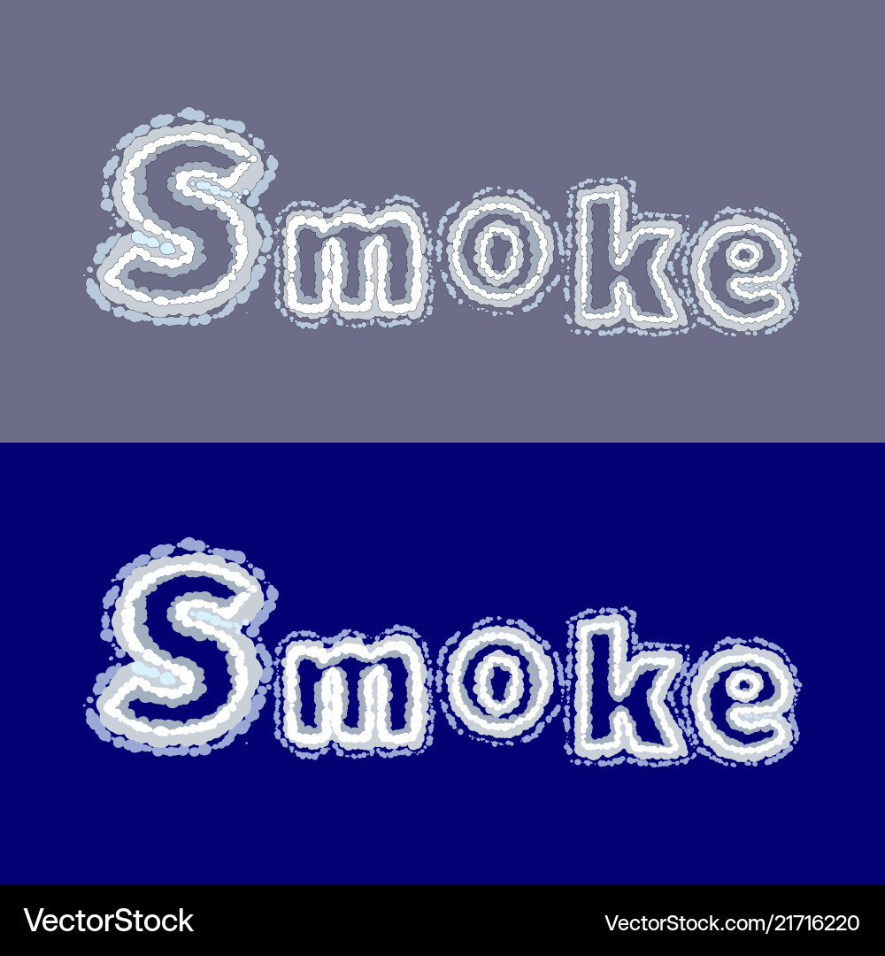 Inscription smoke on grey and blue Royalty Free Vector Image