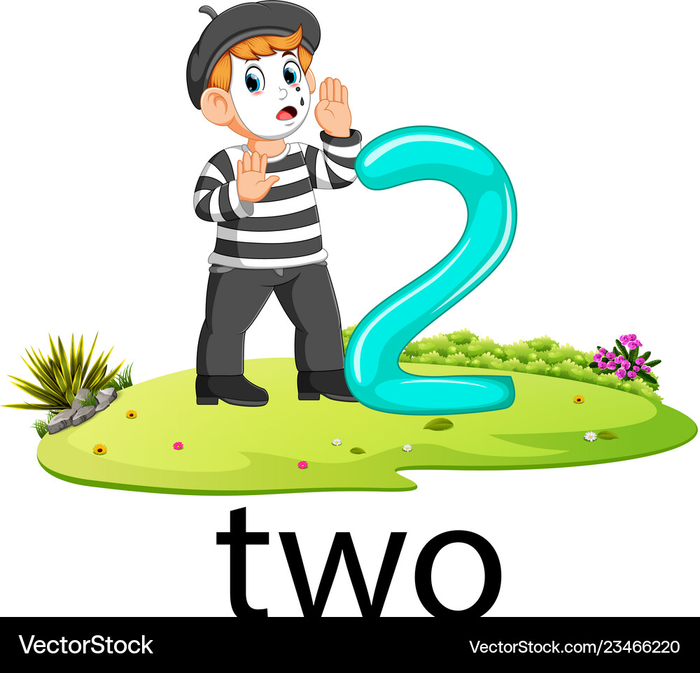 Pantomime with 2 balloon number and text Vector Image