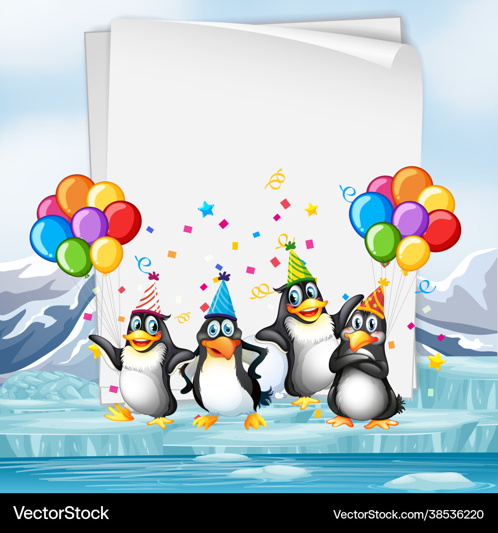 Paper template with cute animals in party theme Vector Image