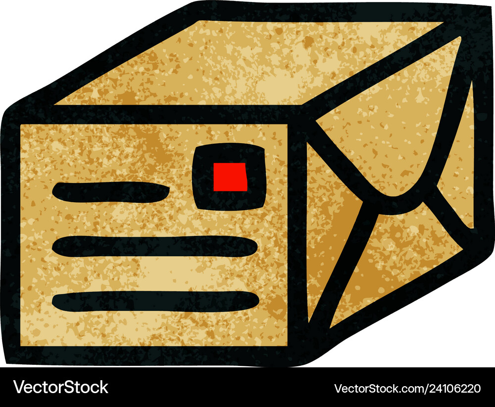 Retro grunge texture cartoon paper parcel Vector Image