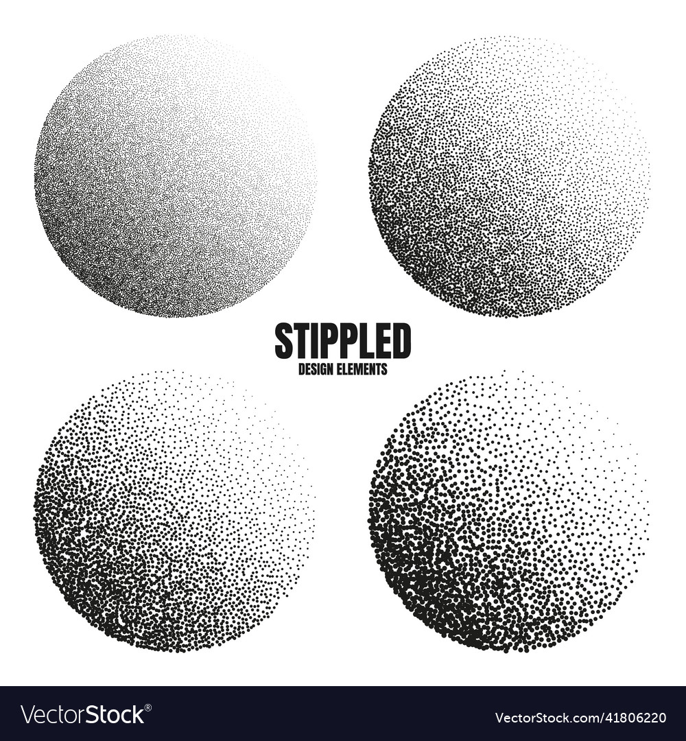 Round shaped dotted objects stipple elements Vector Image