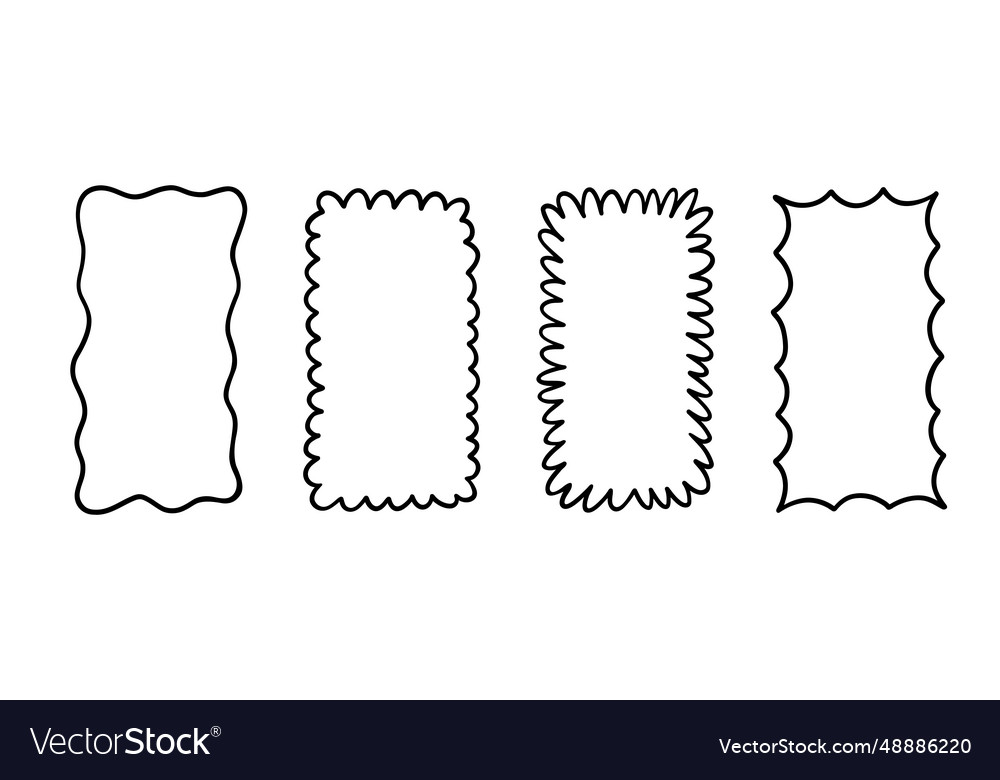 Scalloped and wavy doodle frame hand drawn retro Vector Image