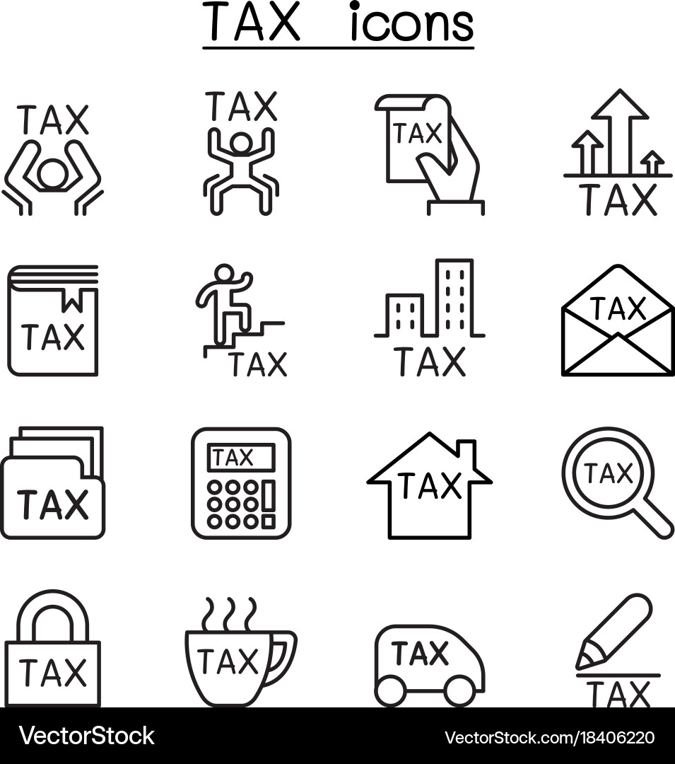 Tax icon set in thin line style Royalty Free Vector Image