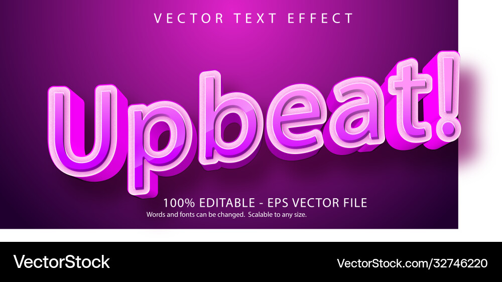 Upbeat text pink cartoon style editable text Vector Image