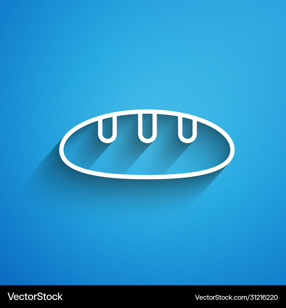 White line bread loaf icon isolated on blue Vector Image