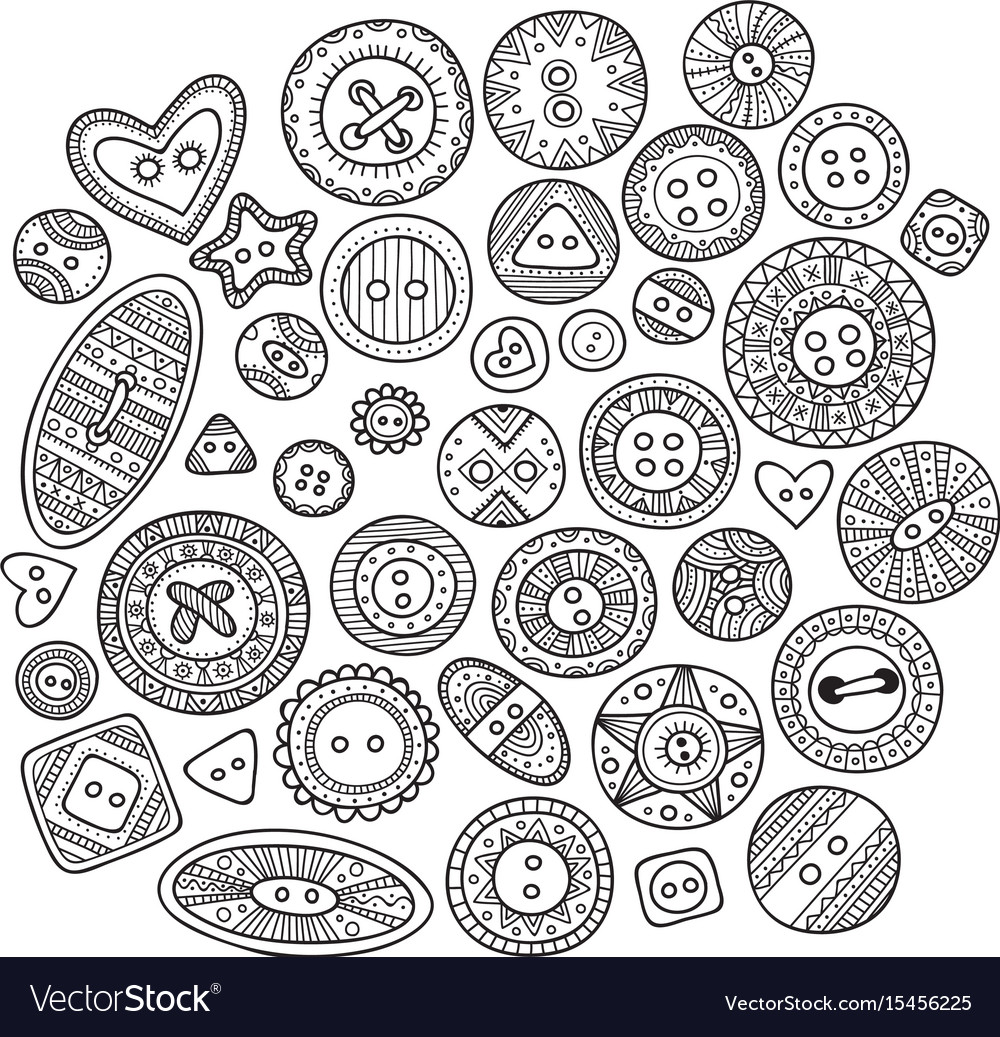 A large set of cloth buttons in different boho Vector Image
