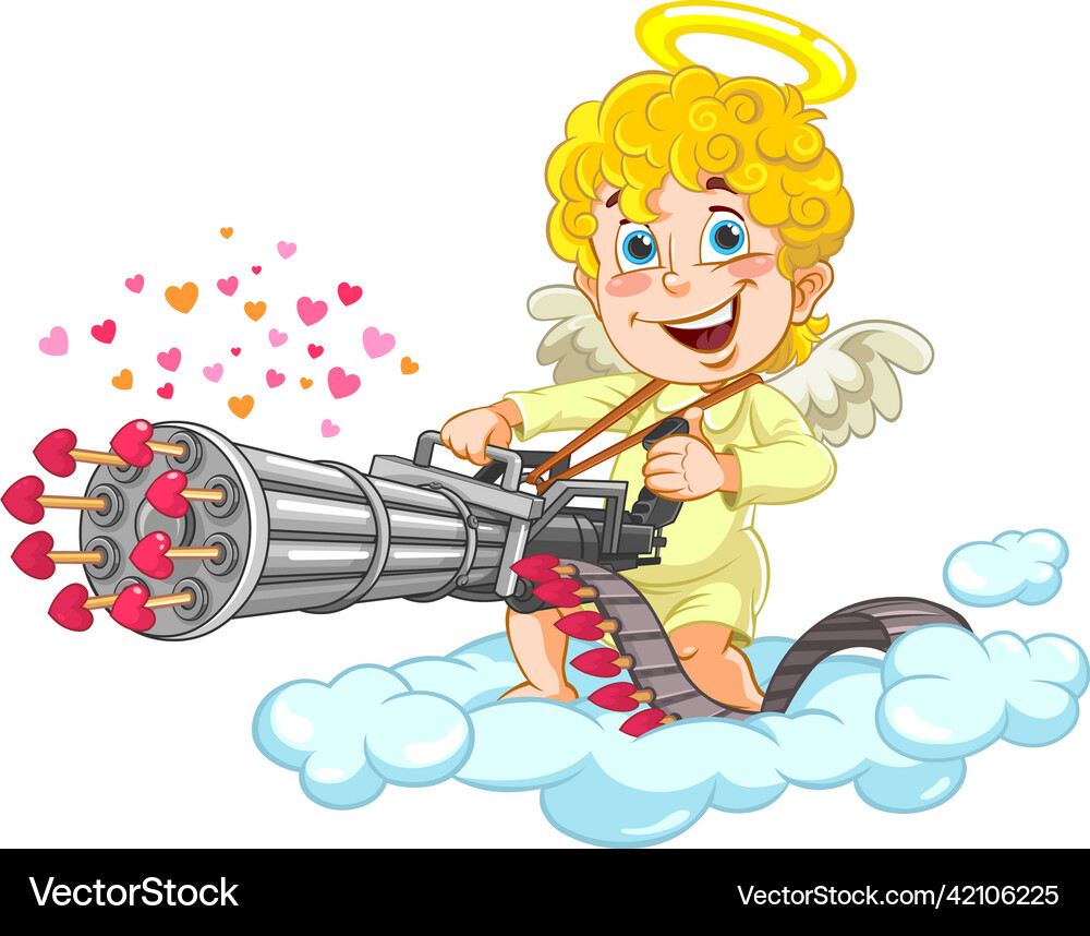 Angel baby shooting Royalty Free Vector Image - VectorStock