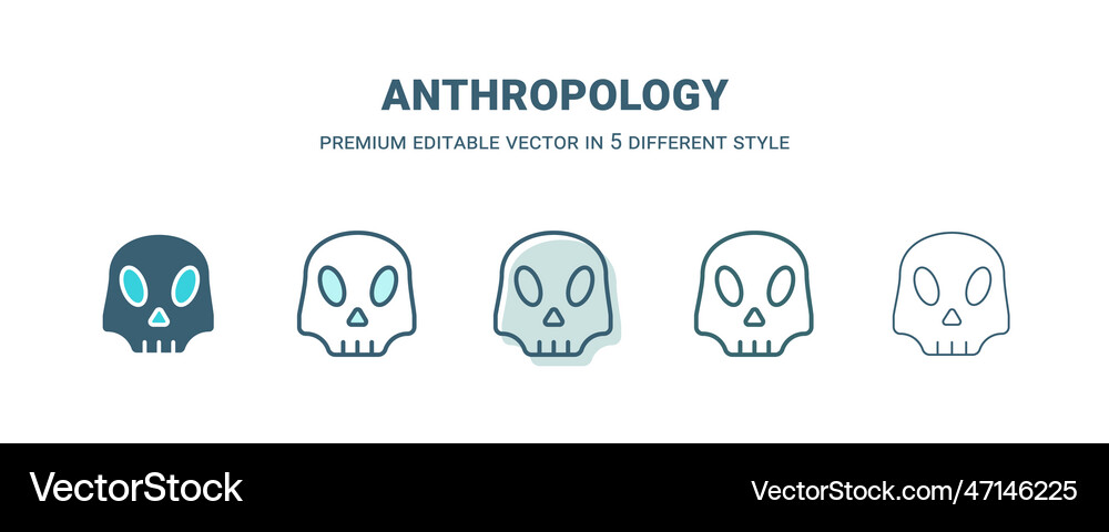 Anthropology icon in 5 different style outline Vector Image