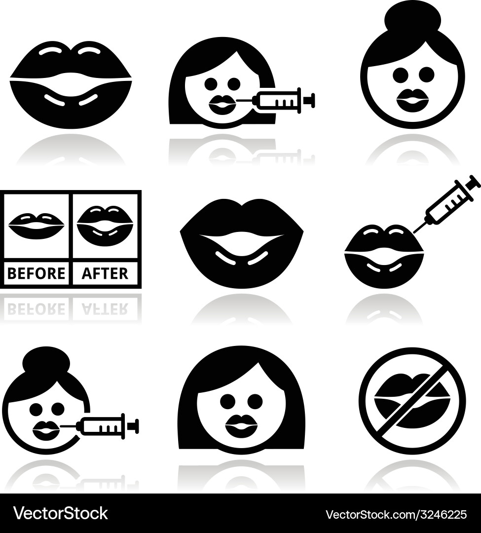 Big lips lip augmentation icons - beauty concept Vector Image