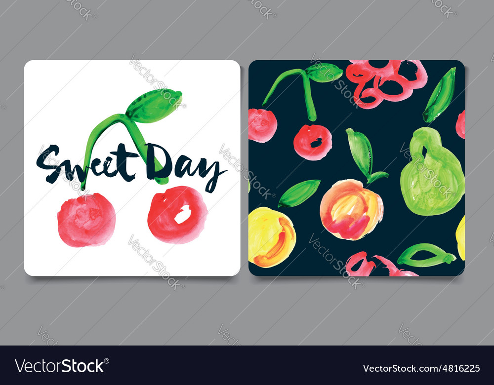 Card with fruit Watercolor Royalty Free Vector Image