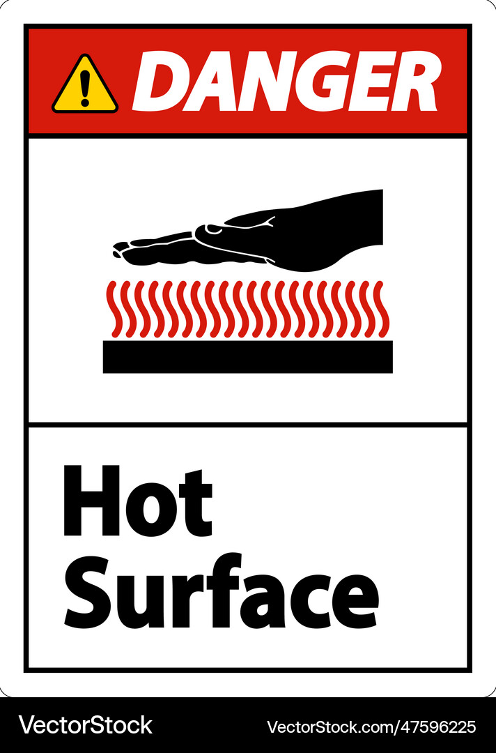 Danger hot surface symbol sign on white background