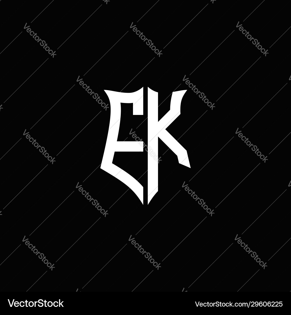 Ek monogram letter logo ribbon with shield style Vector Image