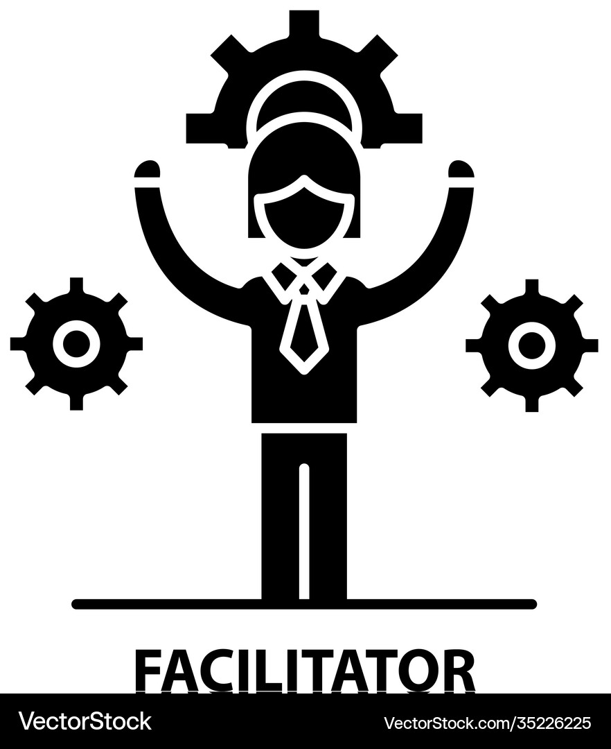 Facilitator icon black sign with editable Vector Image