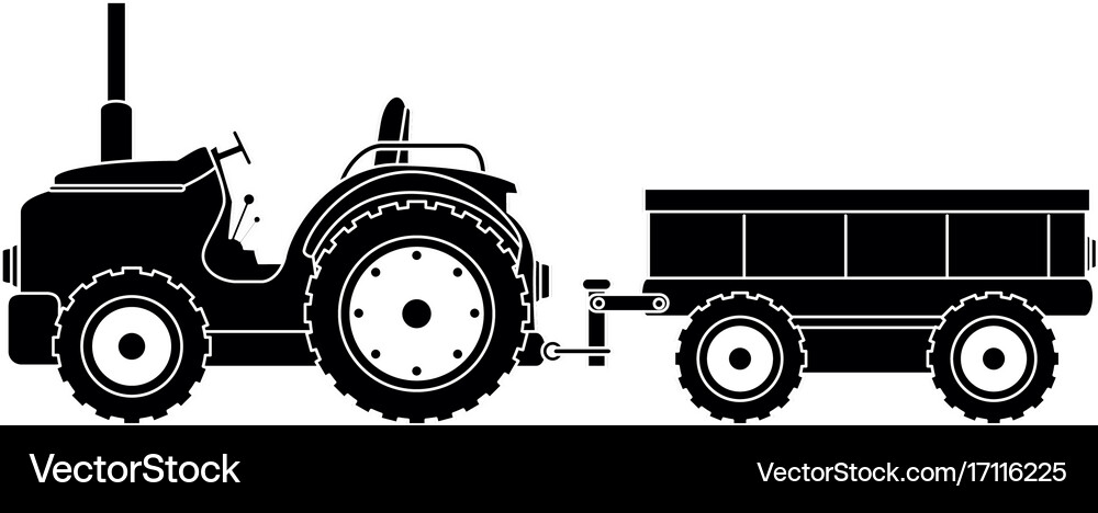 Farm tractor with carriage Royalty Free Vector Image