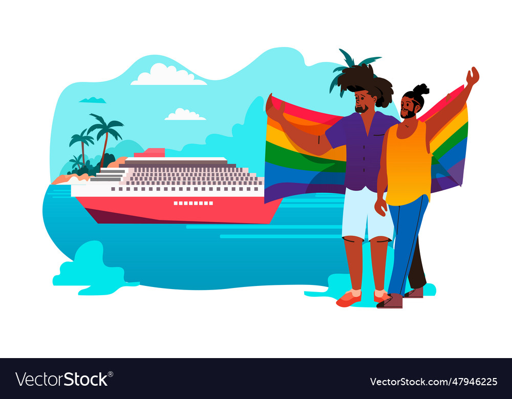 Gays holding lgbt rainbow flag pride festival Vector Image