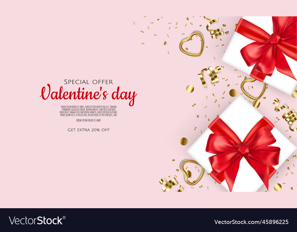 Happy valentines day realistic 3d design Vector Image