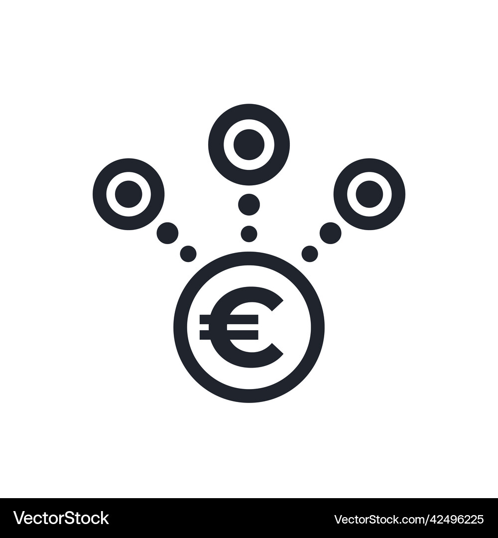 Income streams icon with euro Royalty Free Vector Image
