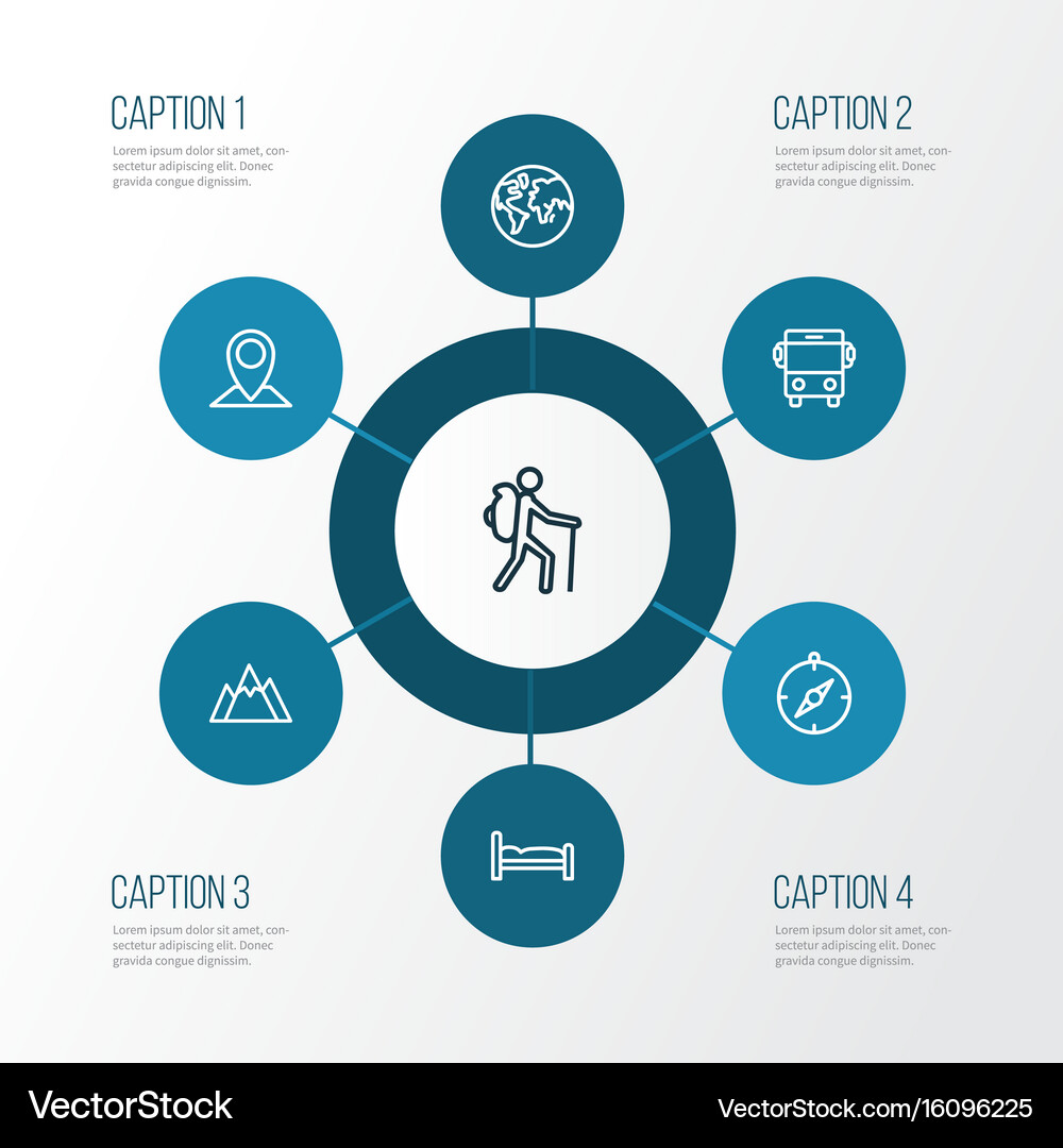 Journey outline icons set collection auto map Vector Image