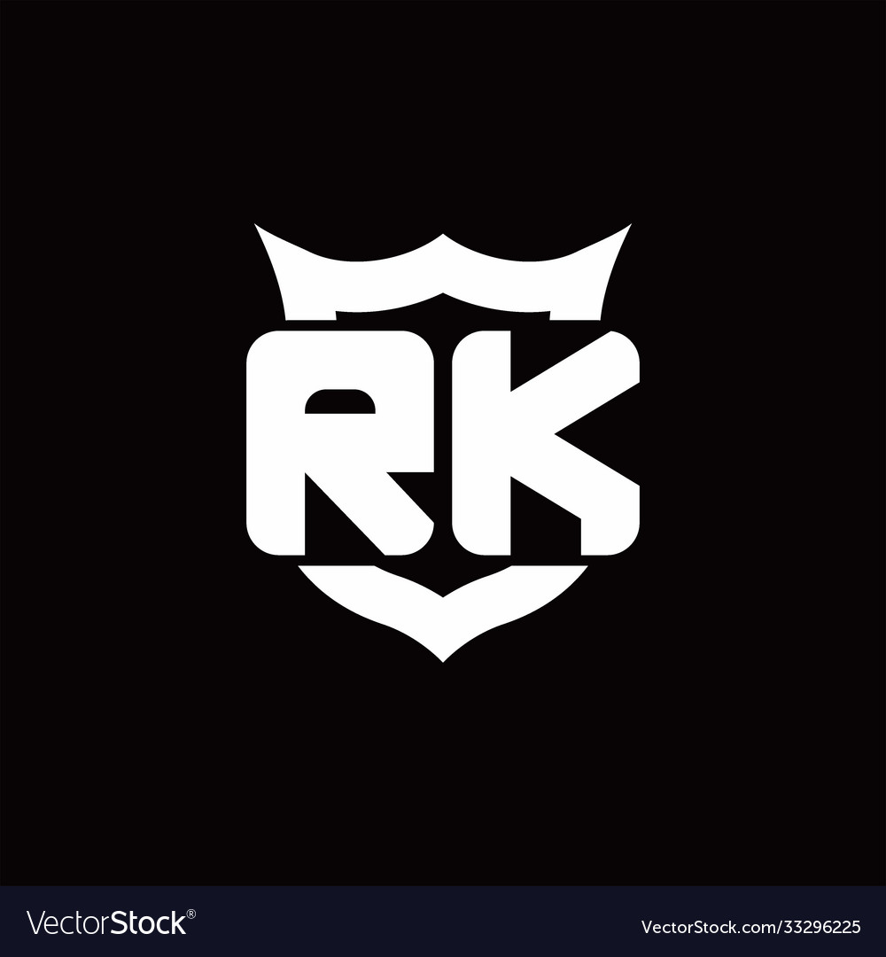 Rk logo monogram with shield around crown shape Vector Image