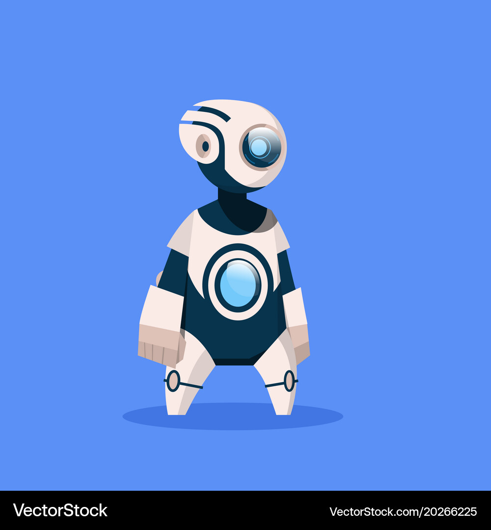 Robot cute cyborg isolated on blue background Vector Image