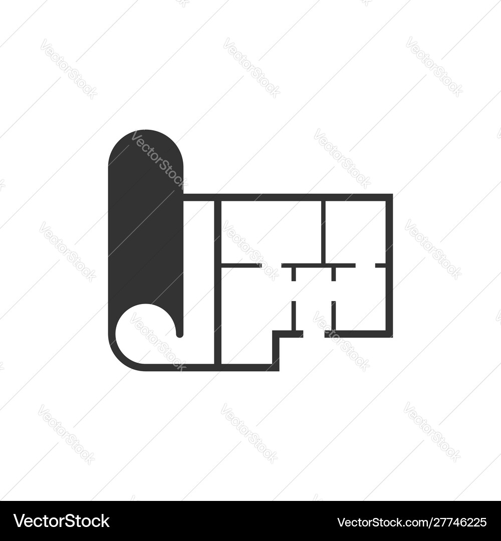 Room plan icon in flat style blueprint on white Vector Image