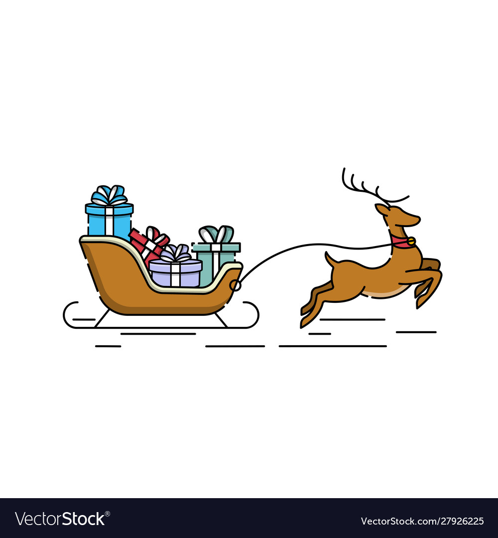 Santa claus on a sleigh with deer Royalty Free Vector Image