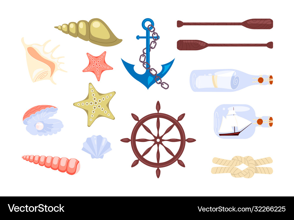 Set nautical elements Royalty Free Vector Image