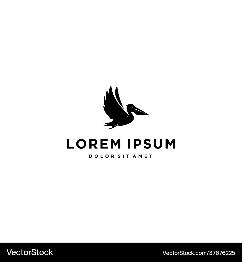 Silhouette pelican fly elegant logo Royalty Free Vector