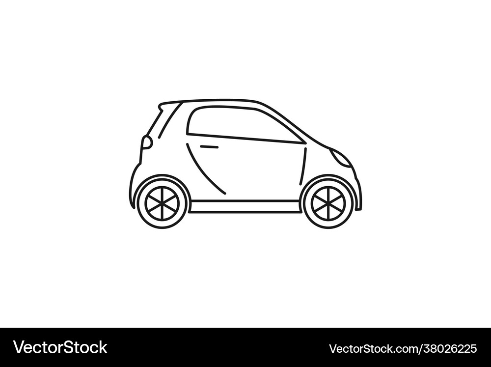 Smart car icon black line web sign flat style Vector Image
