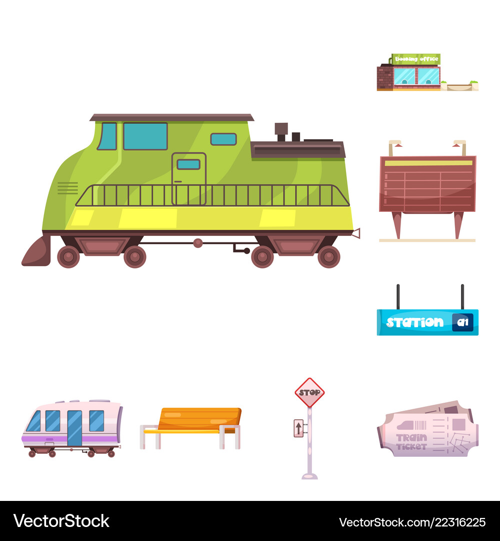 Train and station sign Royalty Free Vector Image