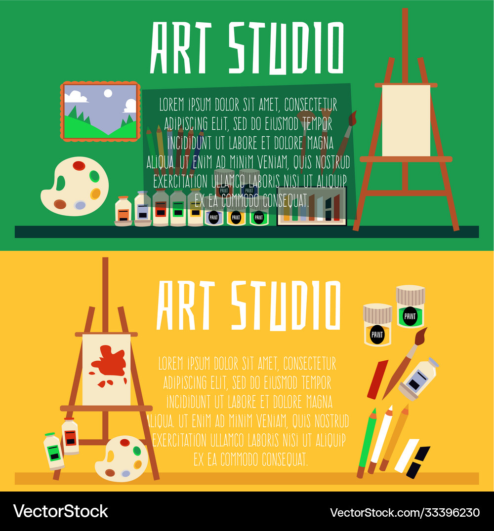 Art studio banners or flyers set with artists Vector Image