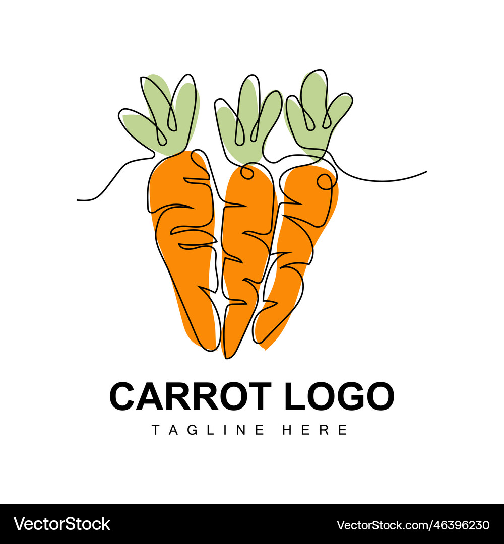 Carrot logo design line style vegetarian fruit Vector Image