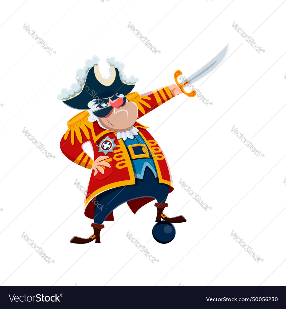 Cartoon pirate captain character with hat sword Vector Image