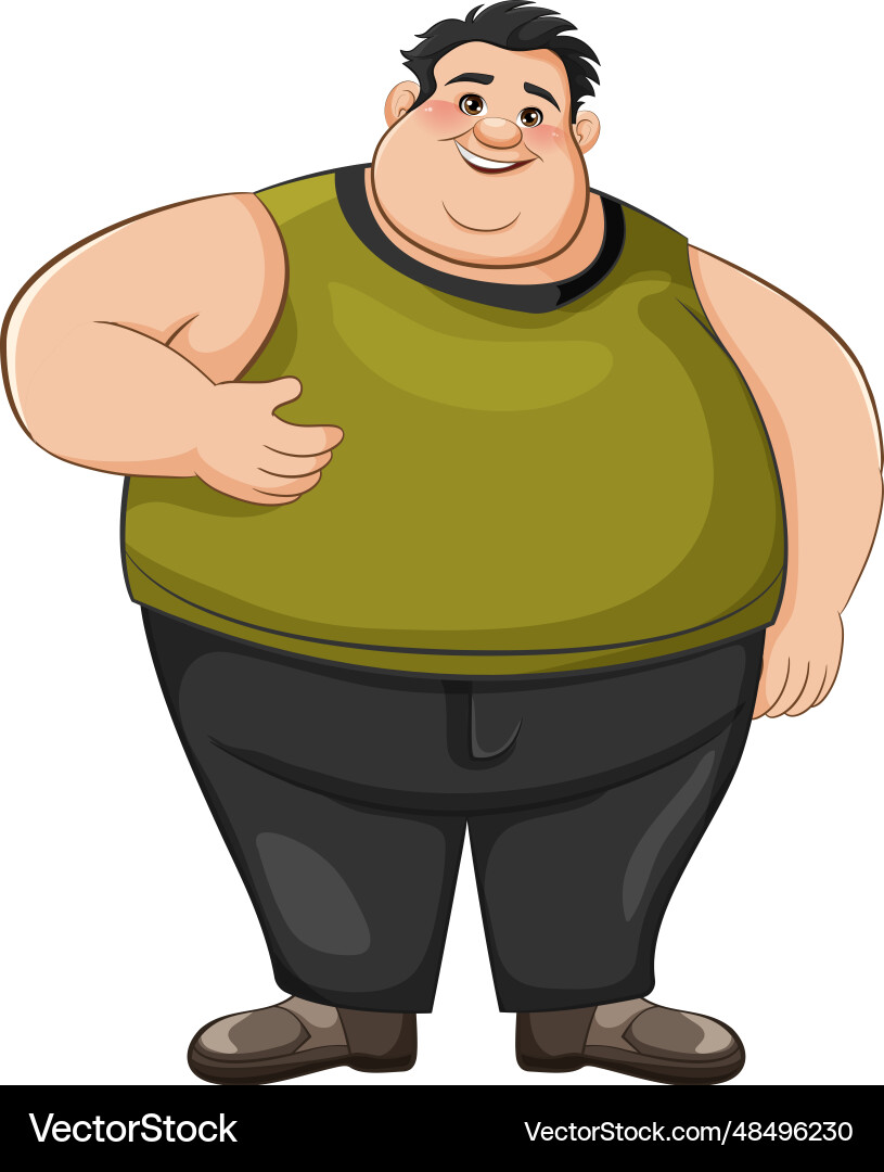 Chubby cartoon character in tank top Royalty Free Vector