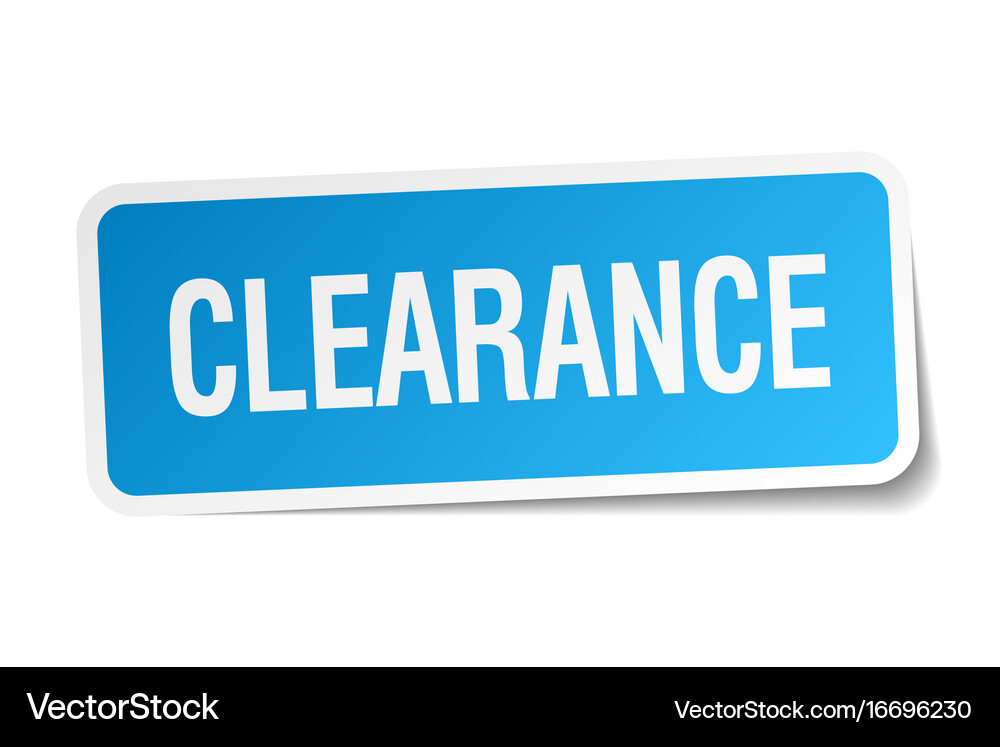 Clearance blue square sticker isolated on white Vector Image