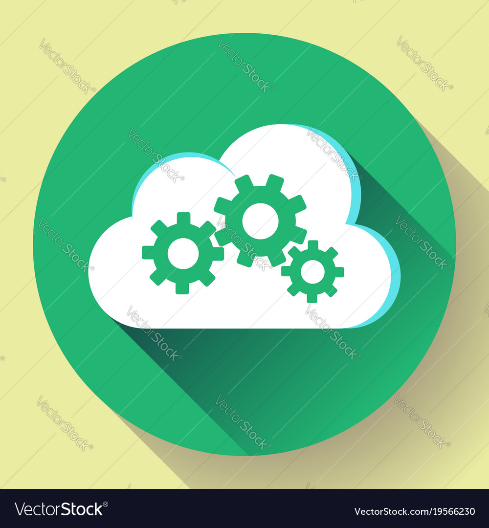 Cloud logo services computing gear Royalty Free Vector Image