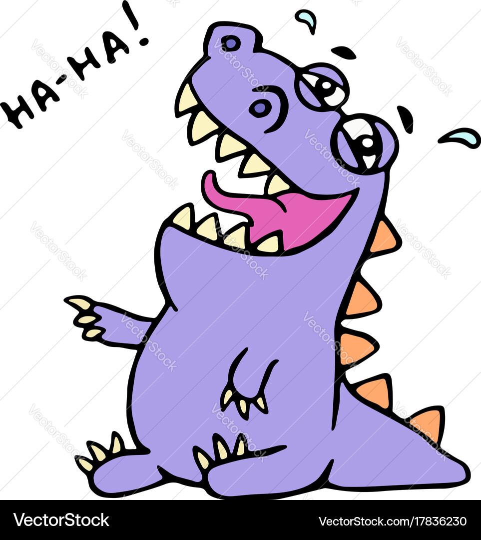 Cute purple dragon funny laughs Royalty Free Vector Image