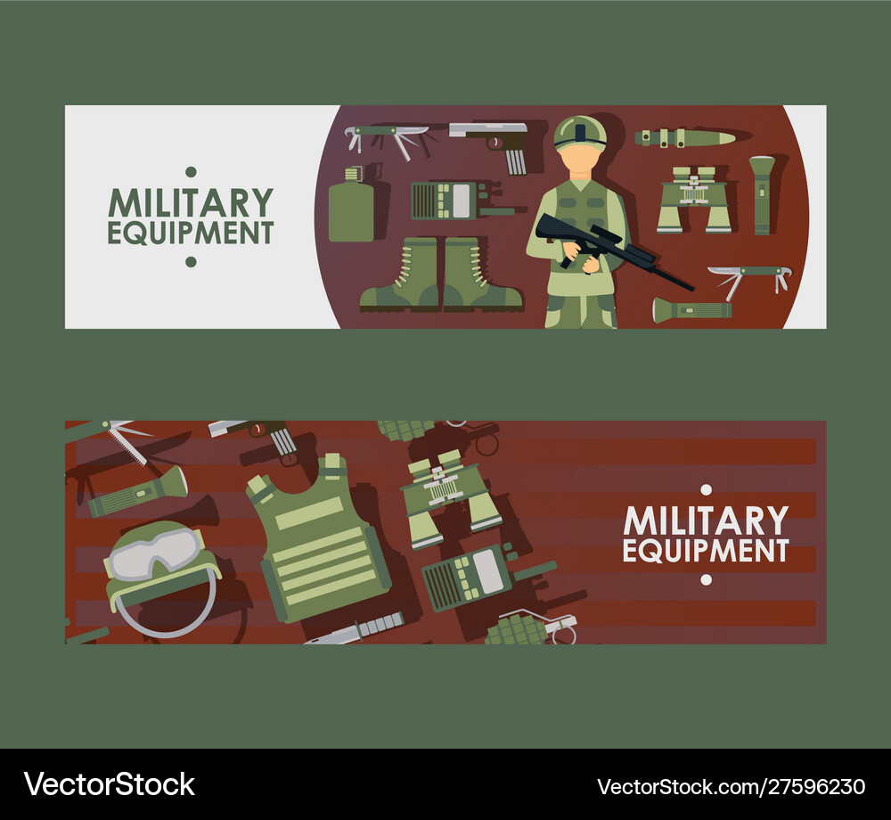 Military equipment banner Royalty Free Vector Image