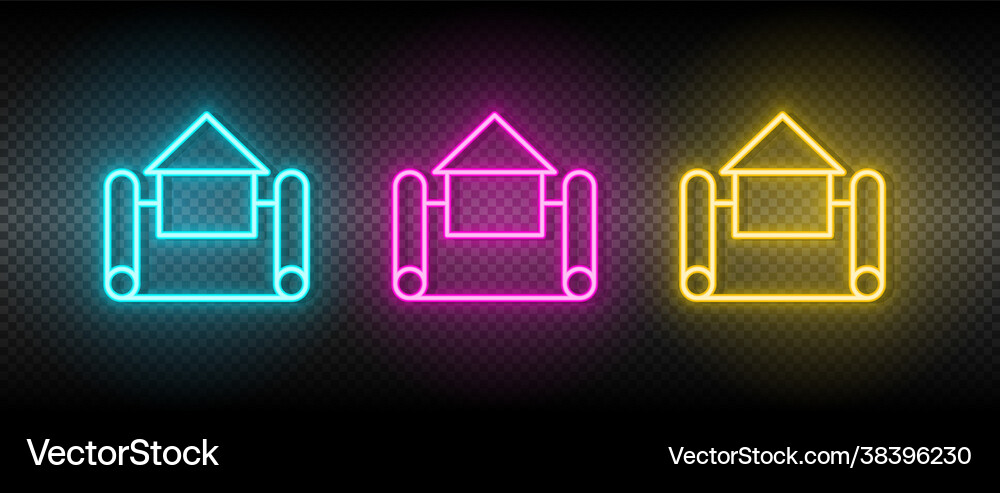 Real estate house plan neon Royalty Free Vector Image