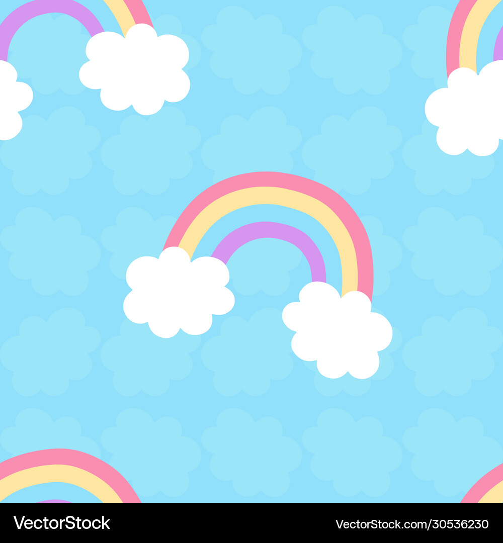 Seamless pattern rainbows and clouds Royalty Free Vector