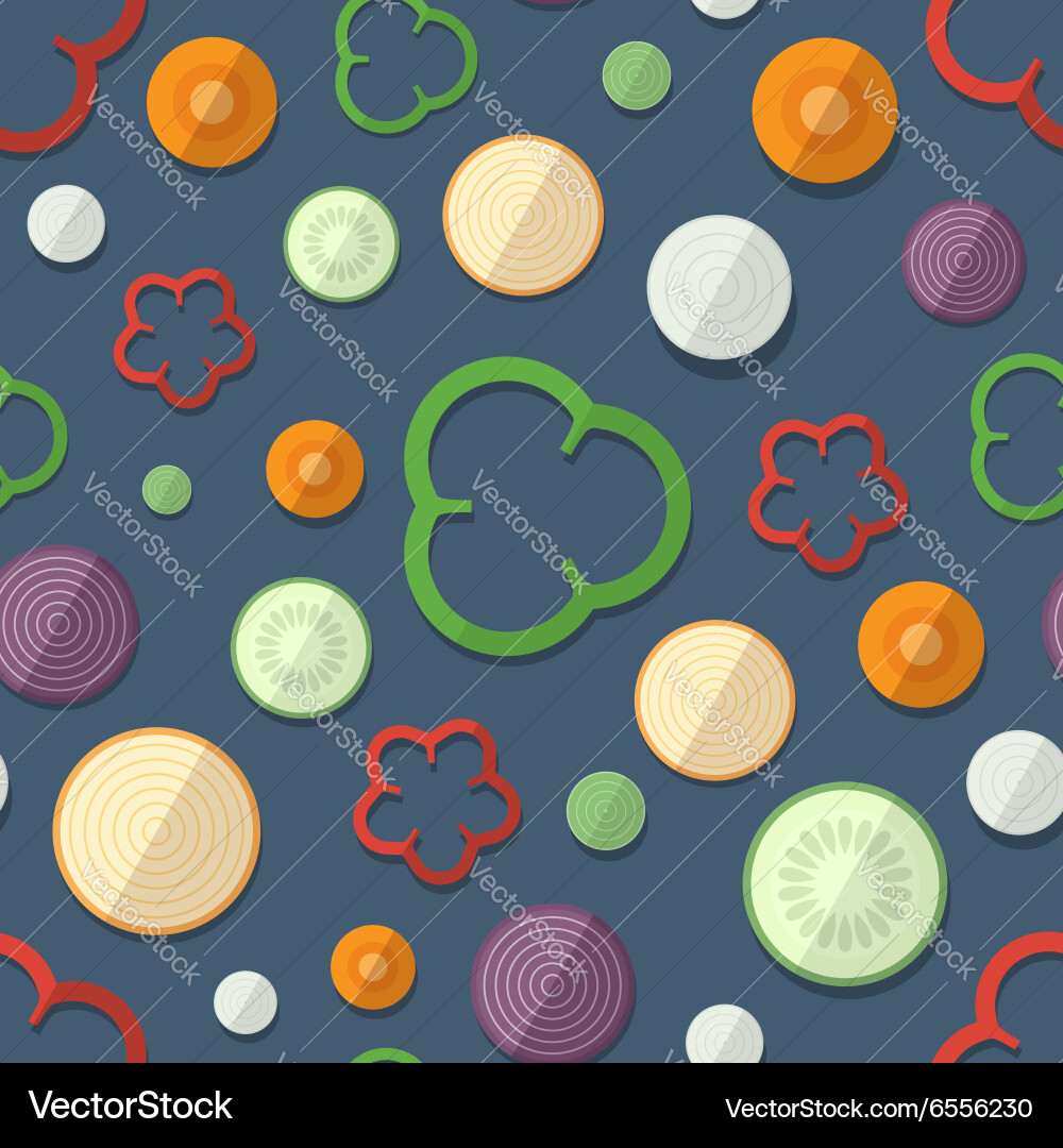 Set of Vegetables Patterns in a Flat Style - Mix Vector Image