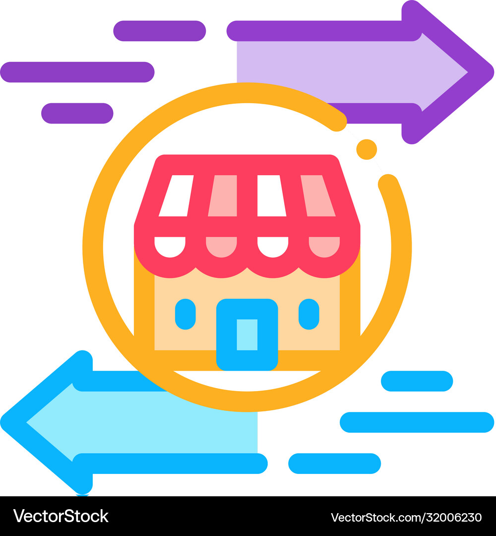 Shop building arrows icon outline Royalty Free Vector Image