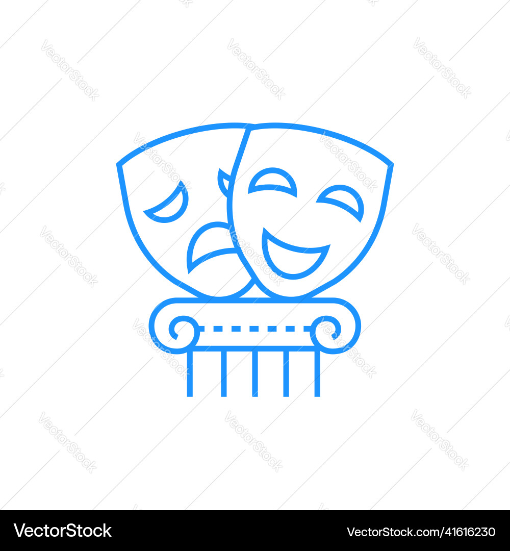 Tragedy and comedy mask - modern blue line design Vector Image
