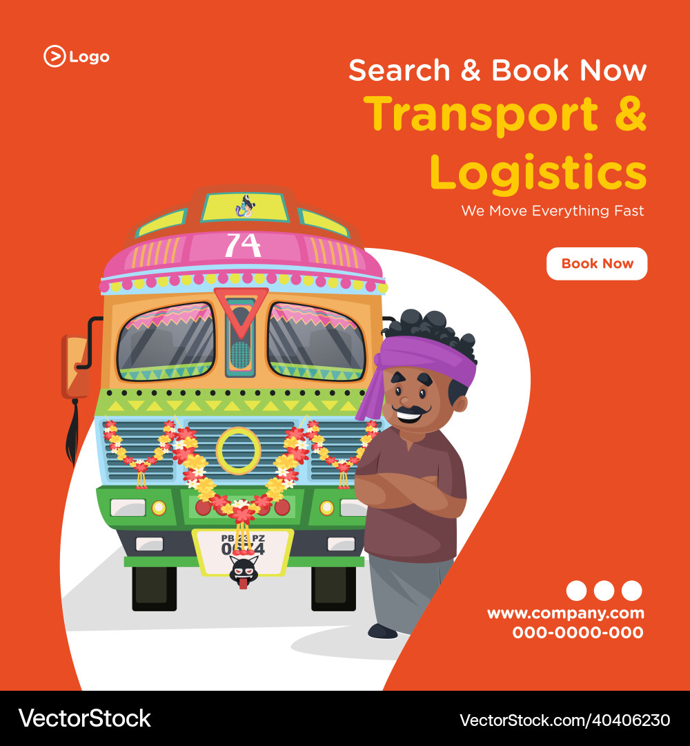 Transport and logistics banner design Royalty Free Vector