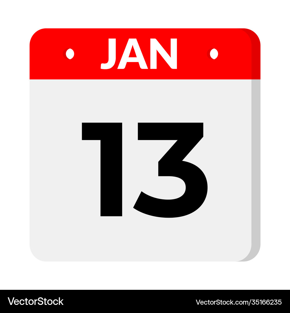 13 january calendar icon Royalty Free Vector Image